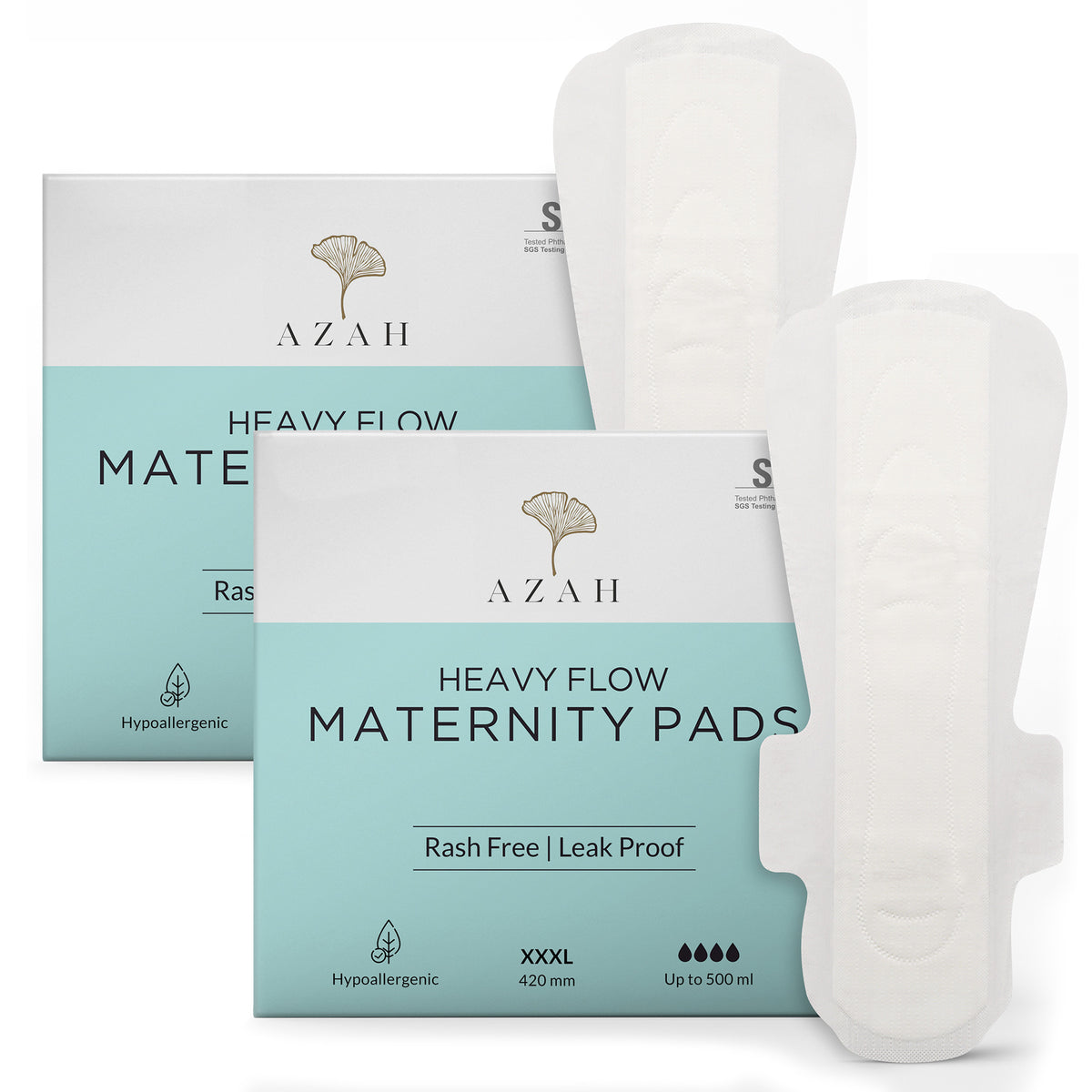 Azah Maternity Pads - 2 Boxes of 25 Pads Each