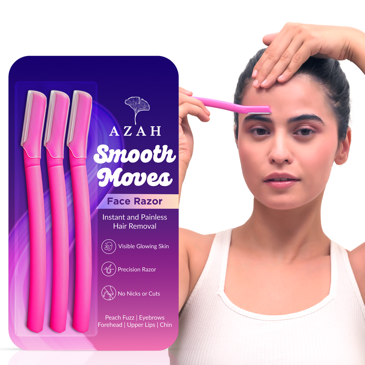 Smooth Moves Face Razor For Women | Instant & Painless | Pack Of 3 — Azah